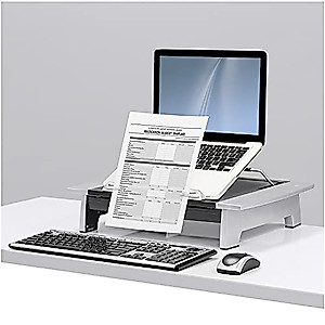Fellowes 8036601 Monitor Riser,W/Copy Holder,19-7/8-Inch X14-1/16-Inch X4-6-1/2-Inch,Black