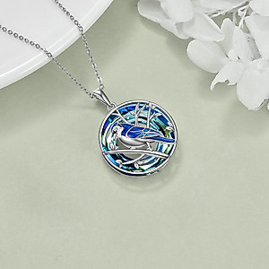 ONEFINITY Blue Jay Necklace 925 Sterling Silver Blue Jay Crystal Pendant Necklaces Blue Bird Jewelry for Bird Lover Gifts