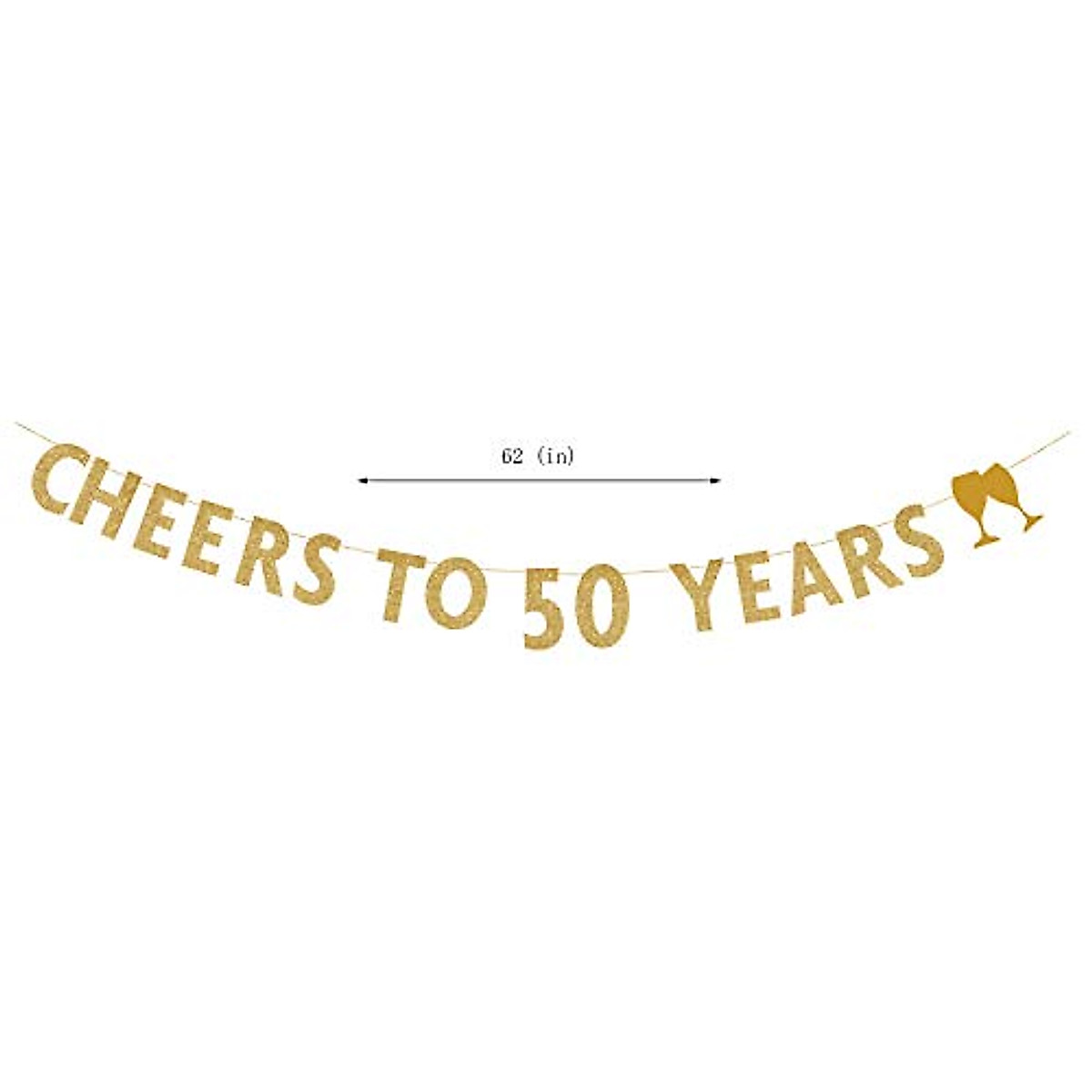 MAGJUCHE Gold glitter Cheers to 50 years banner,50th birthday party decorations