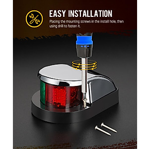 Partsam 1Pcs Marine Boat Bow Lights, 24 LED Red and Green Navigation Light for Vessle Pontoon Yacht Skiff Skeeter