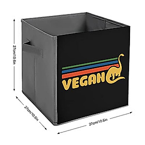 Jurassic Vegan Dinosaur Giraffe Canvas Collapsible Storage Bins Cube Organizer Baskets with Handles for Home Office Car