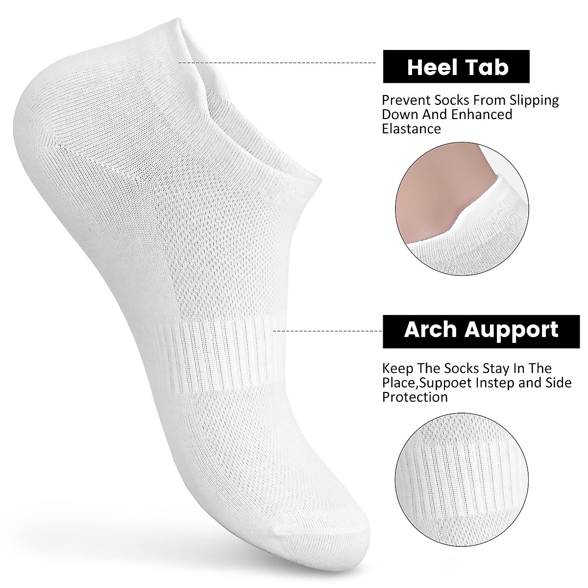 Women's Ankle Cotton Socks - Low Cut Athletic Sports Running Breathable Thin No Show Socks With Tab 6 Pairs