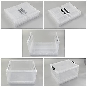 Rinboat 32 Quart Clear Collapsible Storage Box, Clear Plastic Storage Bins, 4 Packs