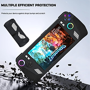 Aiaabq Silicone Case for ASUS Rog Ally 2023 Gaming Handheld Protective Cover with Foldable Stand Non-Slip & Shockproof for Rog Ally 7" Game Handheld Accessorie (Black)