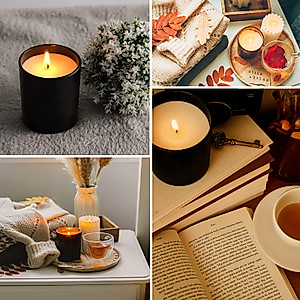 CONNOO 12 Pack 10 OZ Matte Black Glass Candle Jars for Making Candles with Airtight Bamboo Lids Nice Sticky Warning Labels for Candle Making Empty Container Bulk - Dishwasher Safe