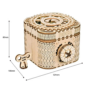 ROKR 3D Wooden Puzzle Mechanical Treasure Box Model DIY Brain Teaser Projects for Adult Kid Age 14+