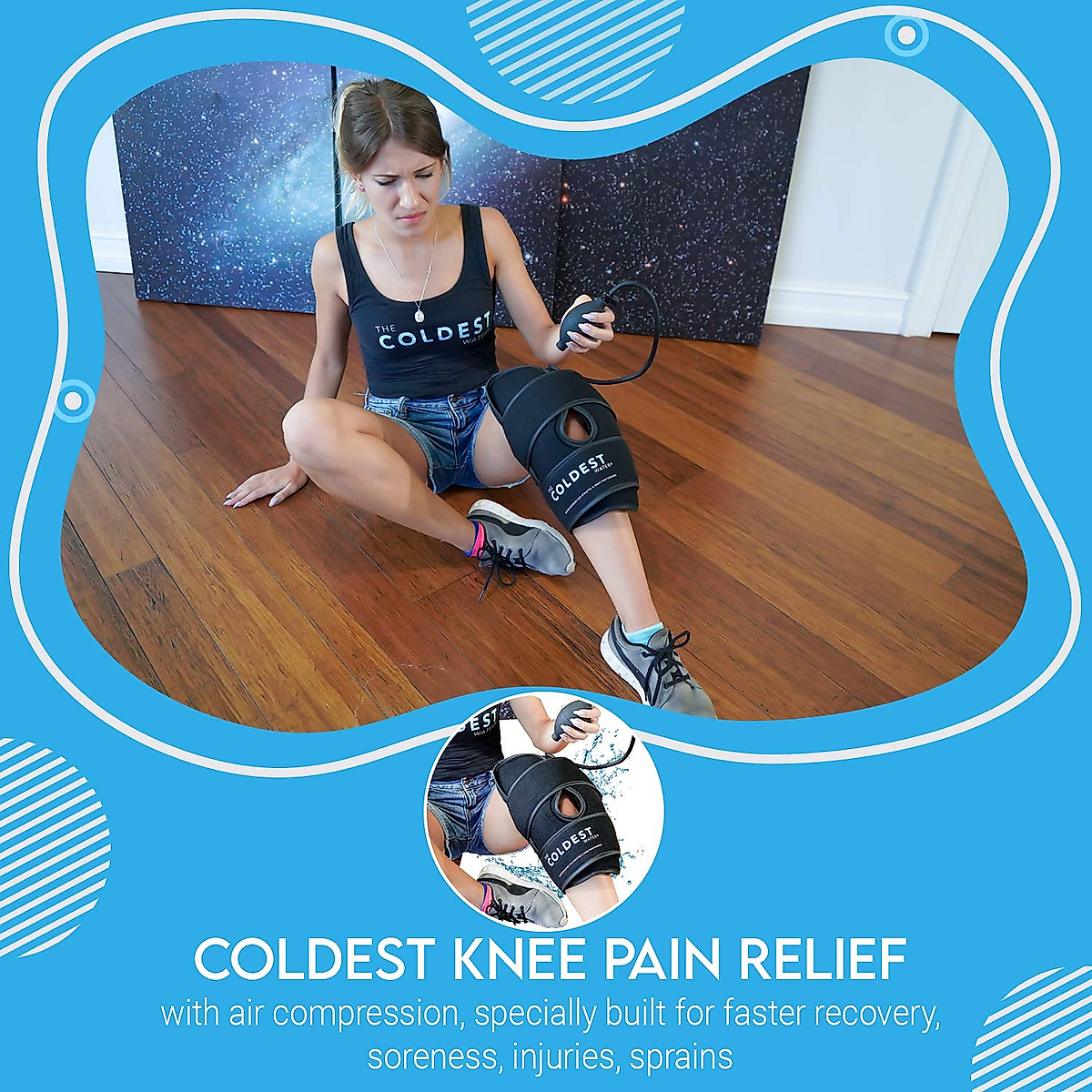The Coldest Knee Ice Pack with Air Compression - Reusable Ice Packs Wrap for Targeted Cold Therapy - Knee Compression Sleeve for Knee Pain, Injury Recovery, Sprains, Swelling, & More