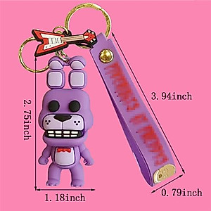 5 Pcs Keychain Nights Keyring, 50 Stickers, Birthday Gift Kids Party Supplies, Purse Backpack Handbag Charms for Boys and Girls