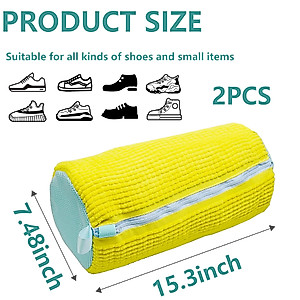 BCCSNNM Shoe Washing Machine Bag,Laundry Shoe Bag Shoe Wash Bag Reusable Shoe Bags for Washing Machine(2 pcs Yellow)