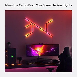 Nanoleaf Lines WiFi Smart RGBW 16M+ Color LED Dimmable Gaming and Home Decor Wall Lights Expansion Pack (3 LED Light Lines) (60 Degree Expansion (3 Pack))