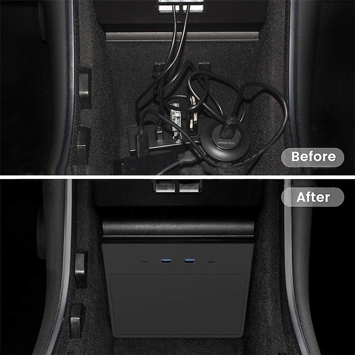 CALIDAKA 5 in 1 Ports Tesl-a Model 3 Model Y USB Hub, Dashcam and Sentrys Mode Viewer USB-C Hub Dongle USB Tesl-a M 3 My Accessories, Custom Designed for Tesl-a Model 3/Y 2020 June Produce