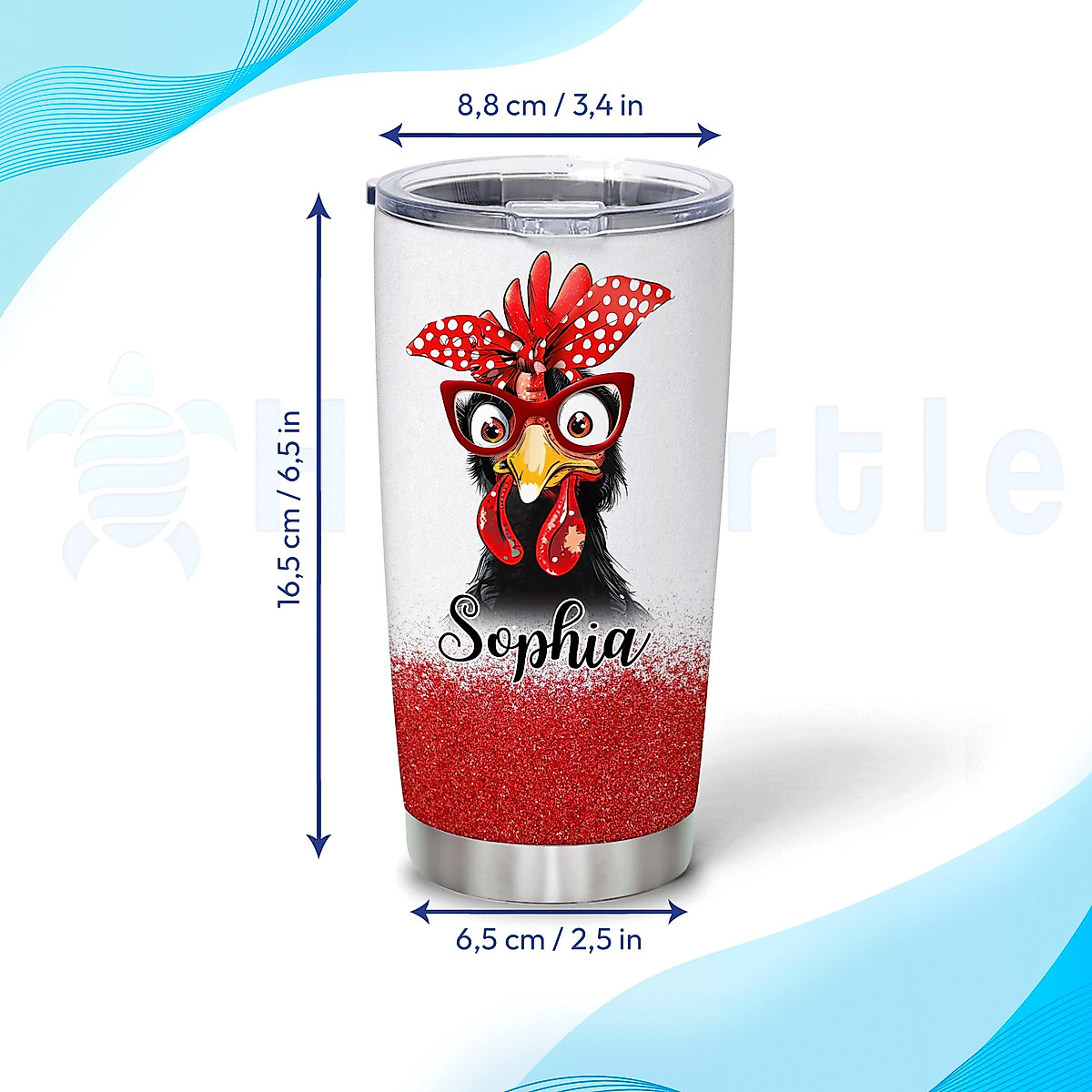 Hyturtle Personalized Funny Sarcastic Chicken Gifts for Chicken Lover Farmer Animal Lover Men Women Friend - Birthday Christmas - Funny Rooster Chicken Custom Name 20oz Stainless Steel Tumbler