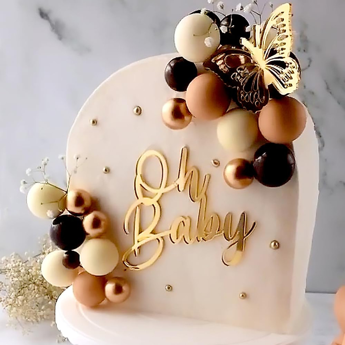 Oh Baby Cake Topper Mirror Gold Acrylic Cake Topper Oh Baby Sign Cake Toppers Oh Baby Baby Shower Decorations Cake Decorating Supplies Kit Boys Girls Birthday Cake Decorations Birthday Party Supplies