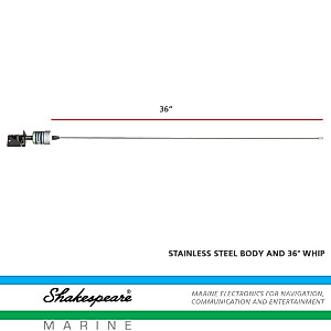 Shakespeare 5215 3' Stainless Steel Whip Antenna