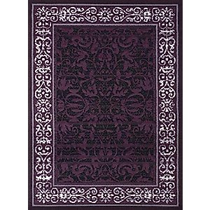 United Weavers Dallas Baroness Area Floor Rug - Plum, 5x8, Modern Indoor Area Rug with Bordered Pattern, Jute Backing