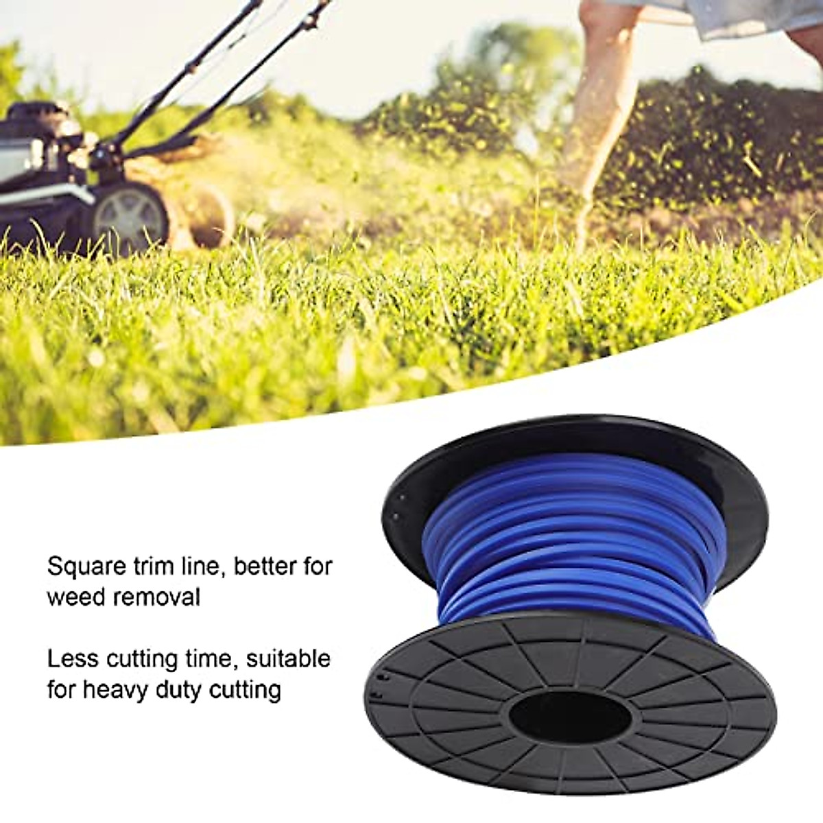 Zerodis Blue Square Trimmer Line,Twist Shape Trimmer Line for Duty Lawn Mower Cutters Round Spool String Trimmer Line Weed Wacker String Trimmer Cord