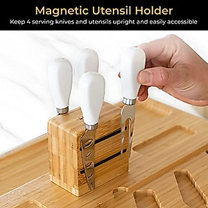 SMIRLY Charcuterie Boards & Accessories, Large Charcuterie Board Set, Bamboo Cheese Board Set, House Warming Gifts New Home (Magnetic Holder)