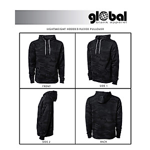 Global Blank Mens Pullover Hooded Sweatshirts Plain Hoodie for Men and Women Sweatshirt Hoodies, Camo Black, X-Large