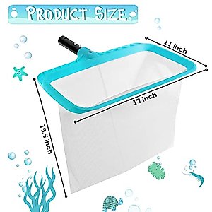 Professional Pool Leaf Skimmer, Pool Leaf Cleaner Net & Heavy Duty Reinforced Swimming Pool Rake Net,Fine Mesh Net, for Outdoor & Indoor Swimming Pools,Hot Tub, Fish Ponds and Spas(Blue)