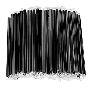 MYJIE 100 Pcs Black Boba Straws Jumbo Smoothie Straws,Individually Wrapped Plastic Disposable Wide-mouthed Large Straws(0.43" Wide X 9.45" Long)