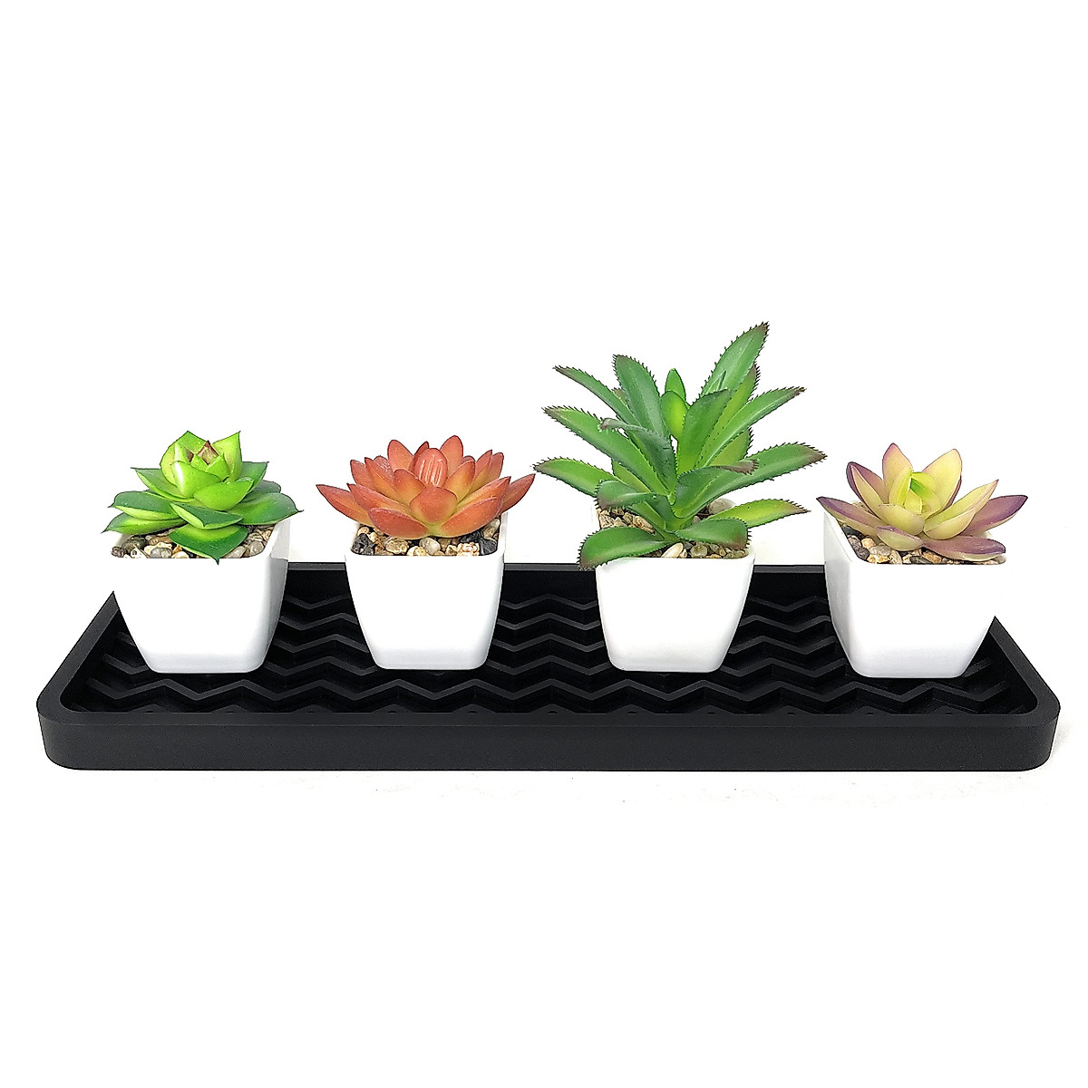 Happitasa Silicone Kitchen Sink Organizer Tray and Sponge Holder | Zigzag Style (Cool Grey, 12" x 4")