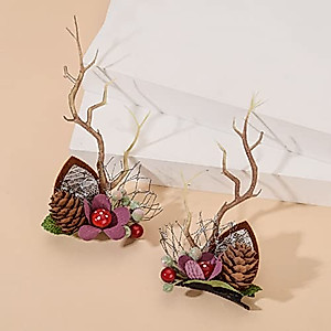 TOECWEGR Christmas Reindeer Antlers Headband Hair Clips Hair Hoop Girl Holiday Beauty Headdress (Christmas 9752s05M)