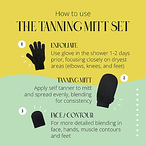 Skinerals Self Tanner Mitt Set, Ultra Soft Double-Sided Application Tanner, Exfoliating Glove and Face Mitt for the Most Even Tan, Tanning Mitt Applicator for Back and Body, Washable, 3 ct