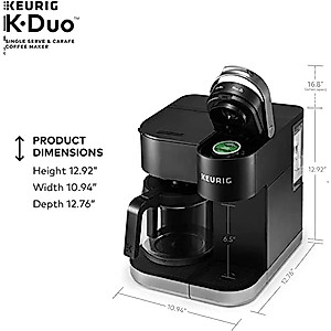 Keurig K-Duo Coffee Maker, Single Serve K-Cup Pod and 12 Cup Carafe Brewer, with Keurig Station K-Cup Pod & Ground Coffee Storage Unit, Black