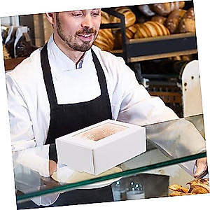 NUOBESTY 50pcs Packaging Boxes Mini Cake Containers Clear Bread Box Soap Container Treat Box Compact Paper Box for Cookie Small Cake Boxes Packing Box Storage Box Carton Airplane Box White