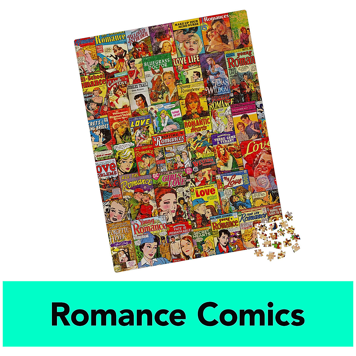 2-Pack of 1000-Piece Jigsaw Puzzles, Retro Comics and Fruit Labels, Puzzles for Adults and Kids Ages 8+, Amazon Exclusive