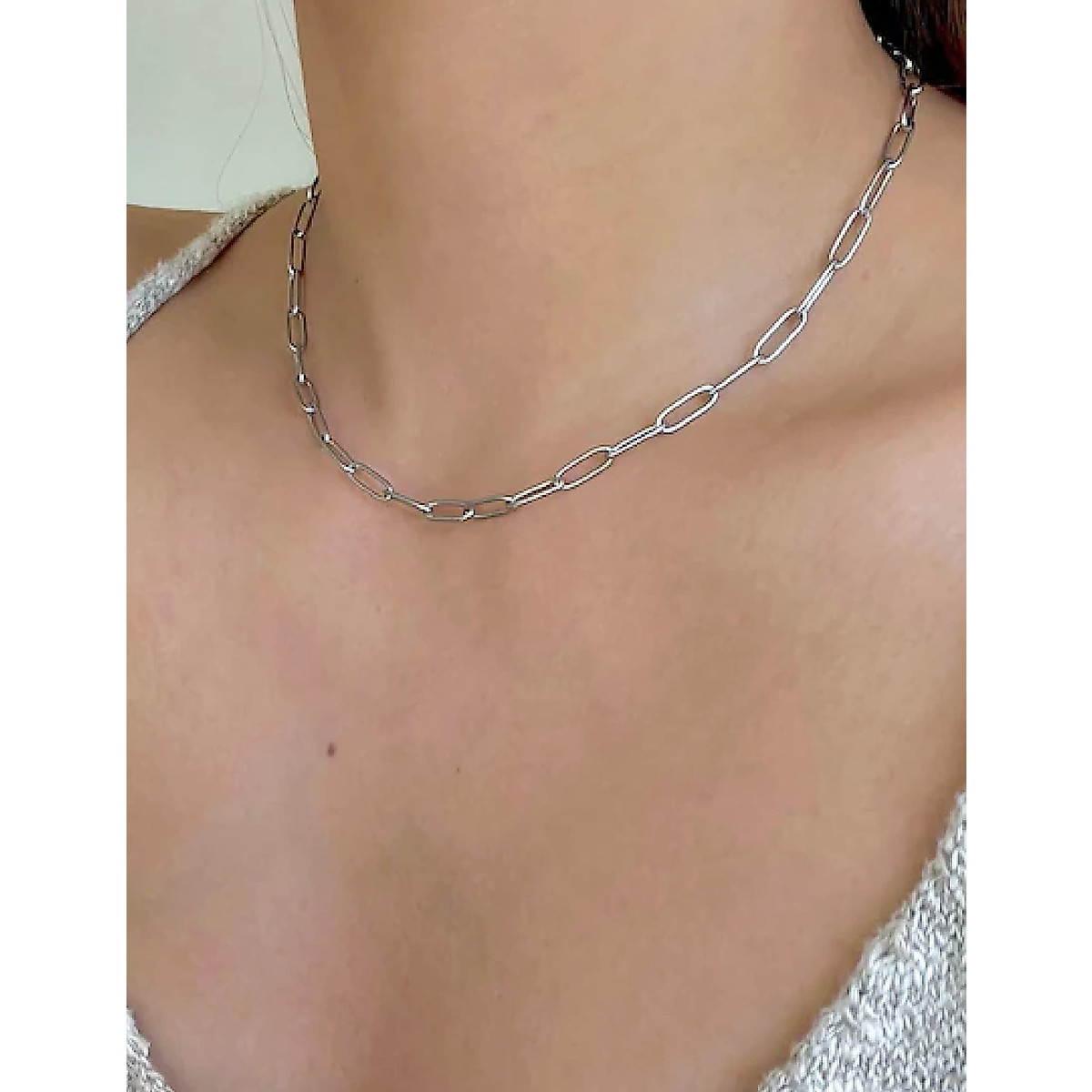 Waitsoul 925 Sterling Silver Paperclip Lobster Clasp Chain 3mm Necklace for Women Men Diamond Cut Silver Necklace Chain 16-30 Inches(18)