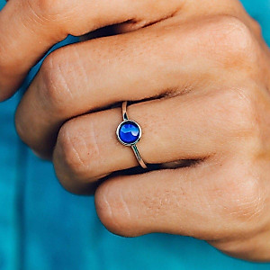 Pura Vida Silver Round Mood Ring - Brass Base with Rhodium Plating, Jewelry Accessories - Size 7