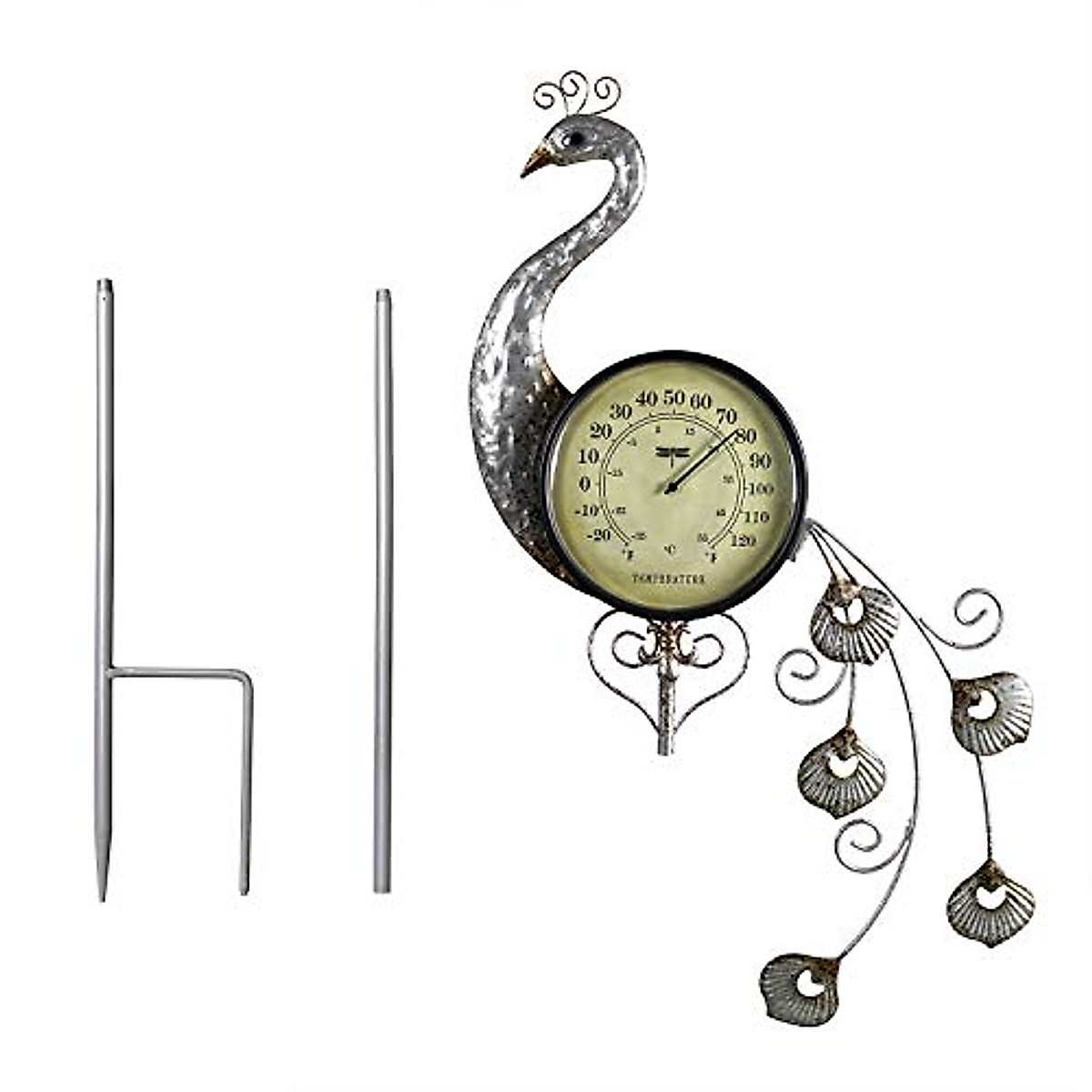 Poolmaster 54581 Outdoor Thermometer Garden Stake, Peacock, Multi