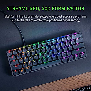 Razer Huntsman Mini 60% Gaming Keyboard: Fastest Keyboard Switches Ever - Linear Optical Switches - Chroma RGB Lighting - PBT Keycaps - Onboard Memory - Classic Black (Renewed)