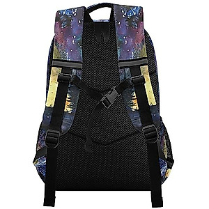 Sletend Teenage Girl’s Boy’s Backpack Middle School Student Bookbag Starry Sky Wolf Outdoor Daypack with Reflective Stripes, Large Capacity Printed Children's Backpack Student School Bag