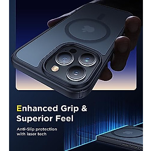 Humixx for iPhone 15 Pro Max Case Magnetic,[14 FT Drop Protection] [Compatible with Magsafe] Translucent Matte Back Slim Shakeproof Protective15 Pro Max Phone Case 6.7'', Black Titanium