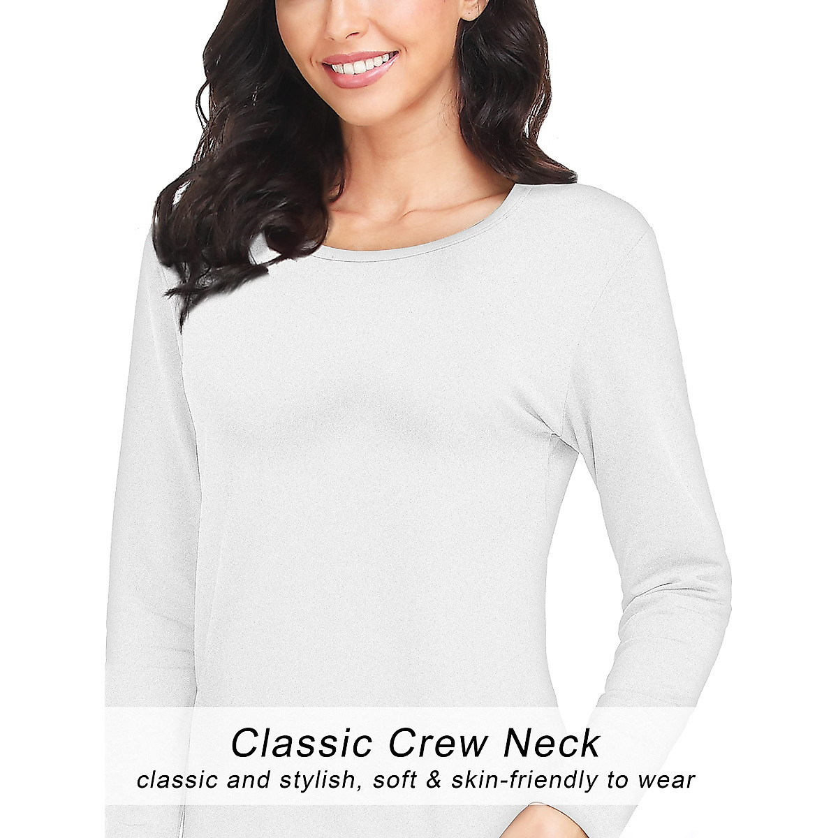 URATOT 2 Sets Women’s Thermal Underwear Set Fleece Lined Thermal Underwear Soft Long Johns Top Bottom Set for Women Cold Winter Black, White