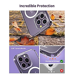 MOMAX Magnetic Phone Case, Clear Hybrid Lite Magsafe Case for iPhone 14 Pro Max, Slim Magnet Phone Case with Anti-Scratch,Shock,Drop Protection, Non Yellowing 14 Pro Max Case with Magnet, Clear