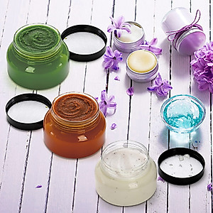 Yarlung 16 Pack 8 Oz Plastic Jars with Lids, Clear Body Scrub Containers Empty Refillable Containers Round Low Profile Samples Jars for Makeup, Body Butter, Creams, Slime, Travel Storage