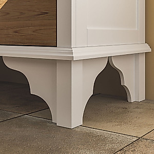 DiDuGo Storage Cabinet with Doors and Shelves, Decorative Storage Cabinet with Drawer, Distressed Art Decor Cabinet Farmhouse Tall Cabinet White and Oak (31.5”W x 15.7”D x 70.9”H)