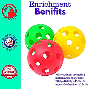 Bonka Bird Toys 2169 Pk3 2.75" Foraging Balls Foot Talon Craft Part Bird Toy Cockatiel Parakeet Pet