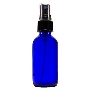 2 Oz (60 ml) Blue Boston Round Glass Bottle w/Fine Mist Sprayer- Pack of 12
