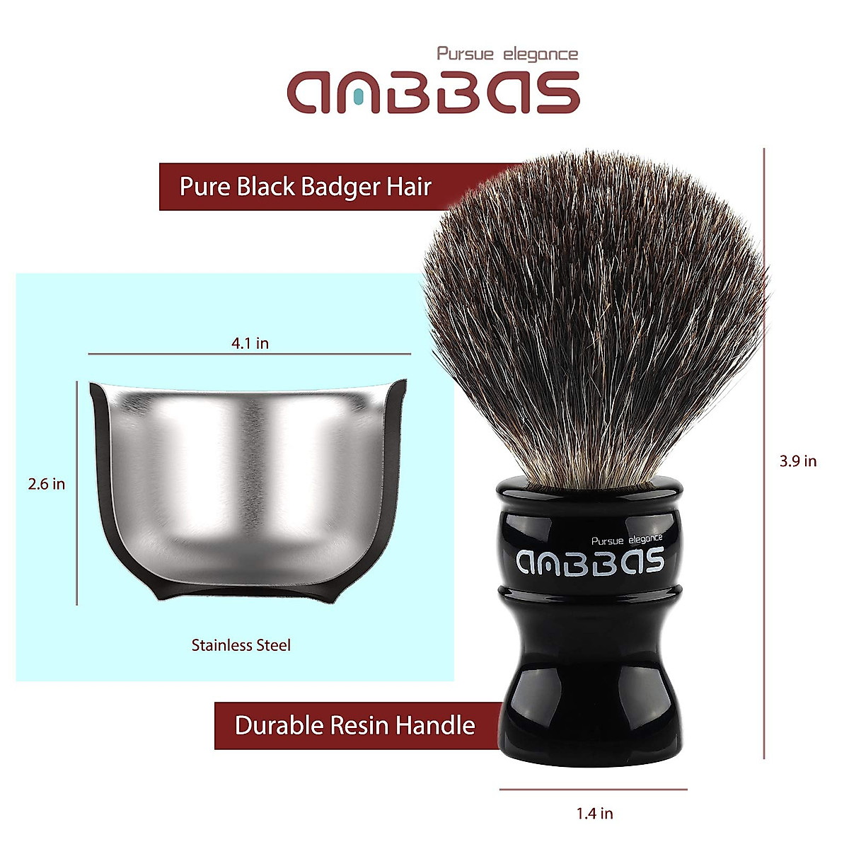 7in1 Anbbas Badger Shaving Brush,Stand,Lathering Bowl,3.5oz Soap,Straight Razor with Bag and Razor Strop Shaving Set for Men