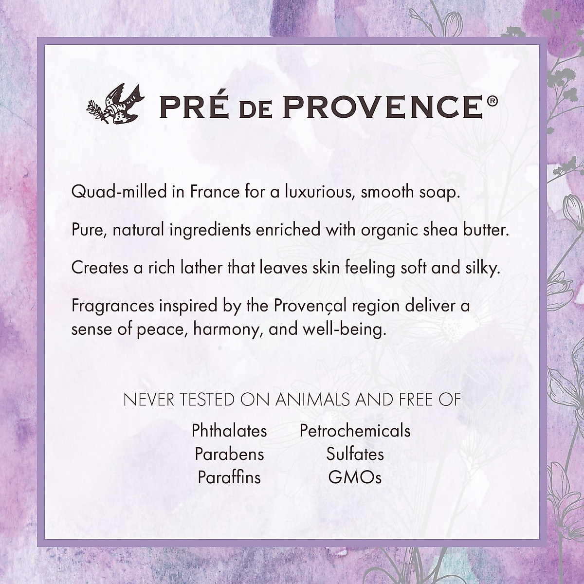 Pre de Provence Artisanal French Moisturizing Soap Bar, Shea Butter Enriched, Quad Milled for Long Lasting Rich Smooth Lather, 5.3 Ounce, Rose Petal