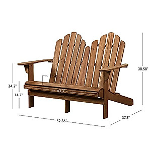 Linon Jayde Adirondack Double Bench, Teak