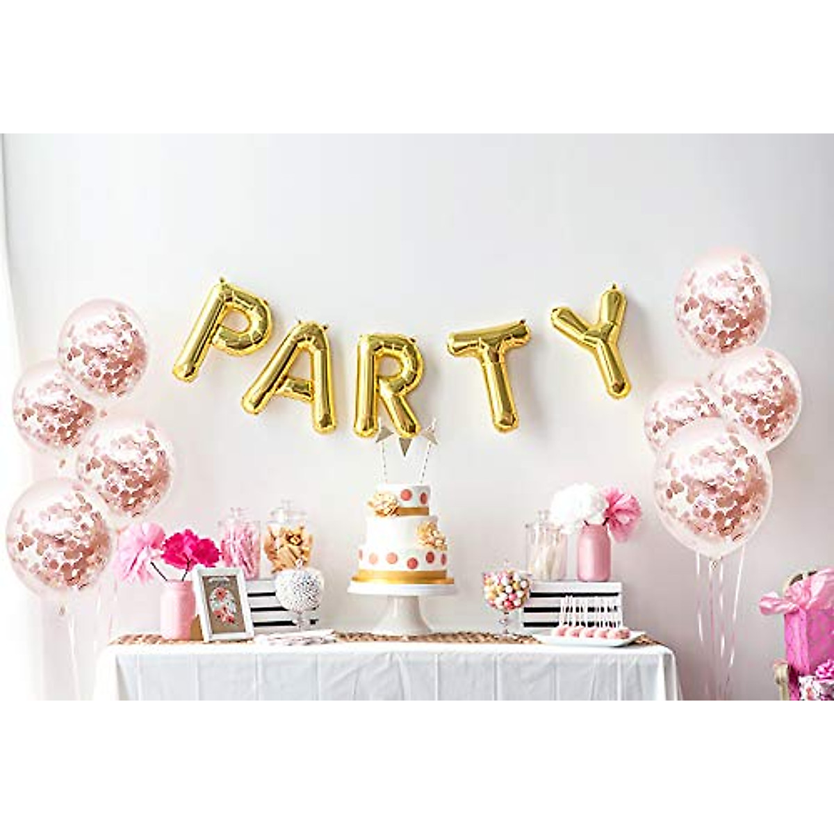 Rose Gold Confetti Latex Balloons, 50pcs 12 Inch Party Balloons for Bridal Shower Wedding Birthday Engagement Decoration