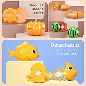 Kids Kitchen Playset, Pretend Play Kitchen Accessories, 105pcs Toy Kitchen Set with Pots, Pans, Mini Food, BBQ Grill for Girls Boys, Cooking Toys Kids Play Dishes for Toddlers 1 2 3 4 5