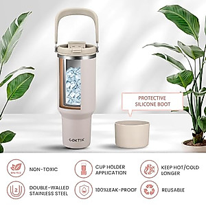 40 oz Tumbler with Handle and Straw, Double Insulated Tumblers with Flip Straw and Top Handle, Leakproof Tumbler, Stanley Cup, Insulated Water Bottle,Brown Metal