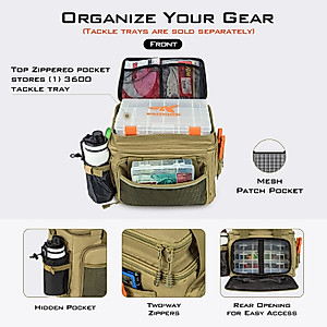 KastKing Karryall Fishing Tackle Bags for Saltwater or Freshwater Fishing - Water Resistant Material - Fishing Gear Storage - Medium Khaki