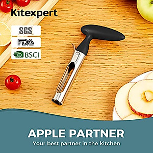 KITEXPERT Apple Corer, Premium Apple Corer Tool with Ergonomic Handle, Stainless Steel Apple Corer Remover with Sharp Serrature, Durable Kitchen Corer for Apple, Pears and Bell Peppers(Black)